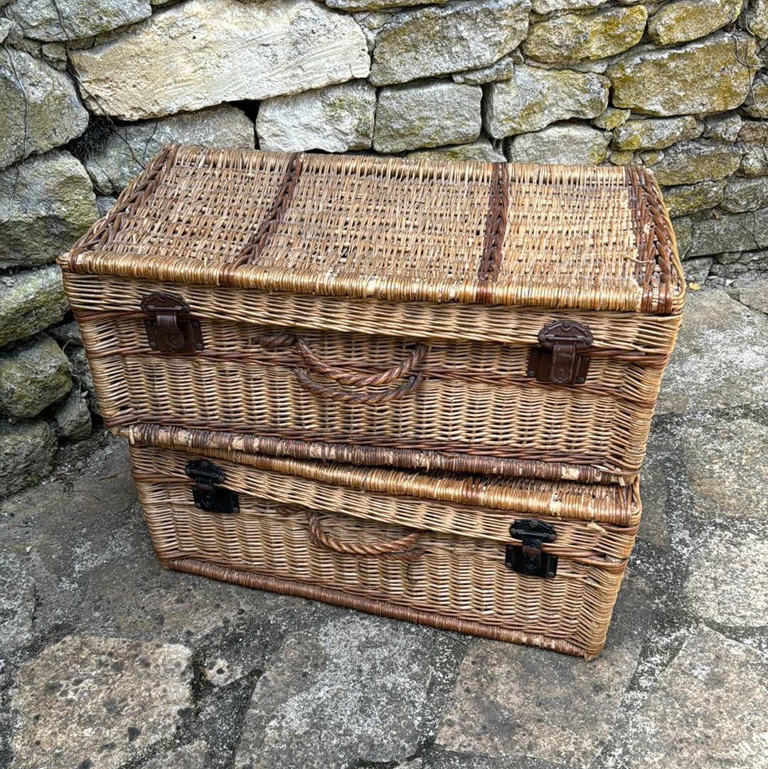 French Wicker Suitcases, Pair – HeatherCookAntiques