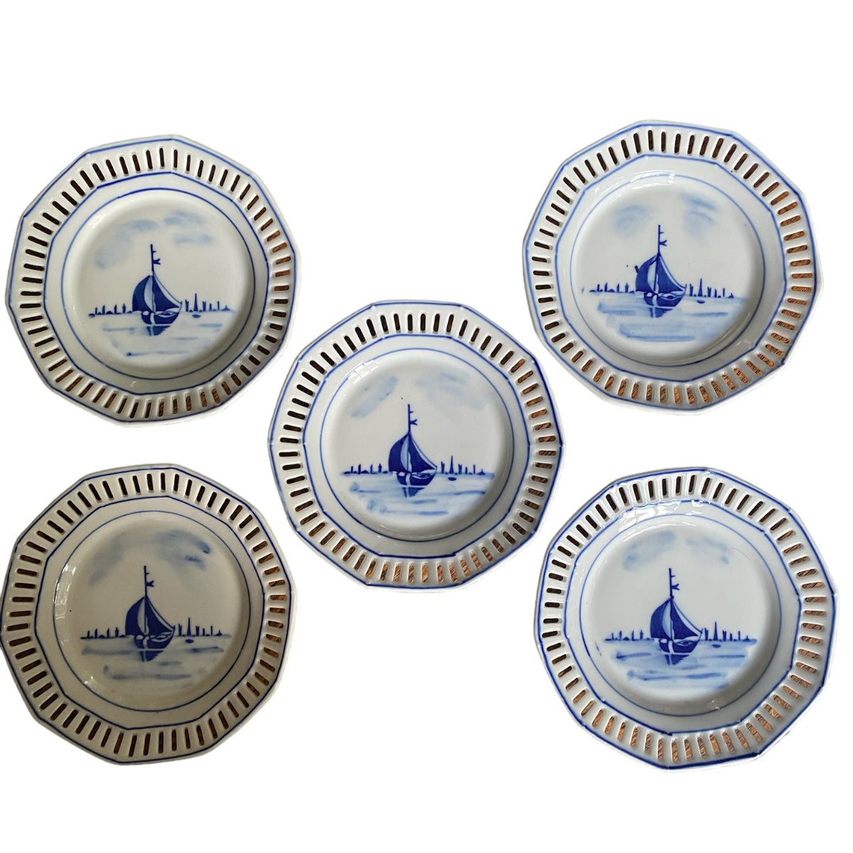 S/5 Reticulated European Sailboat Plates – HeatherCookAntiques